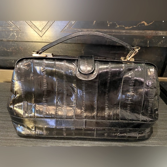 Lee Sands | Bags | 96s Lee Sands Genuine Eel Skin Black Handbag Rare ...